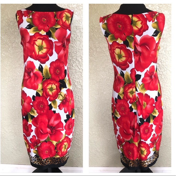 Cache | Dresses | Cache Red Floral Sheath Poppy Sleeveless Dress | Poshmark